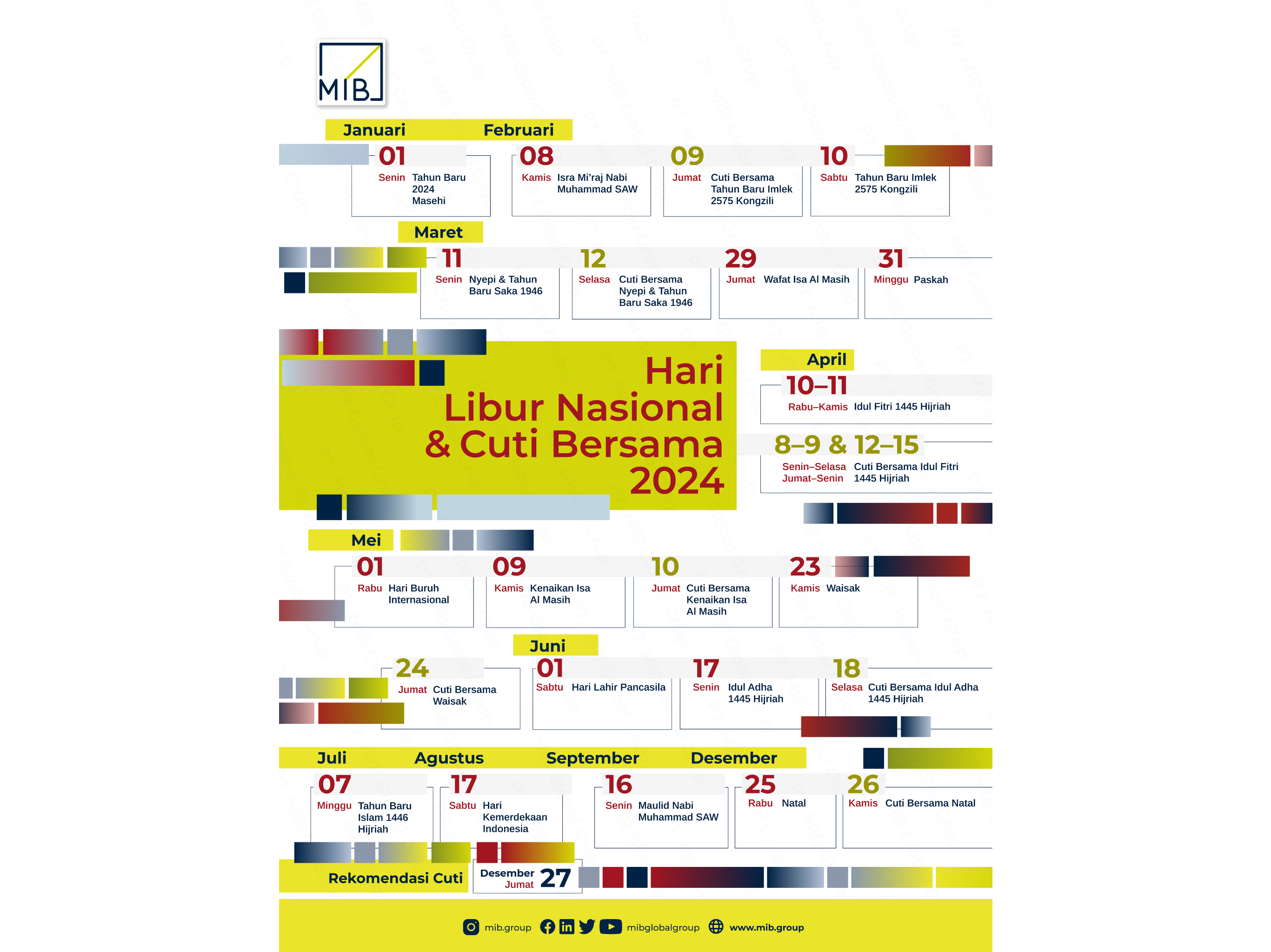 Simak Daftar Hari Libur Nasional dan Cuti Bersama Tahun 2024 | MIB